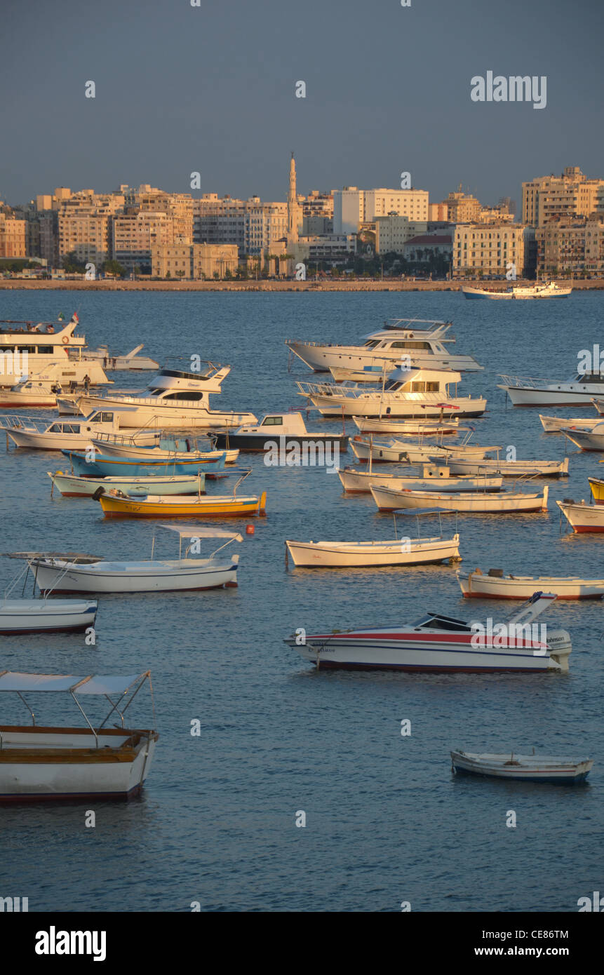 The Mediterranean seascape and skyline of Alexandria with the inner ...