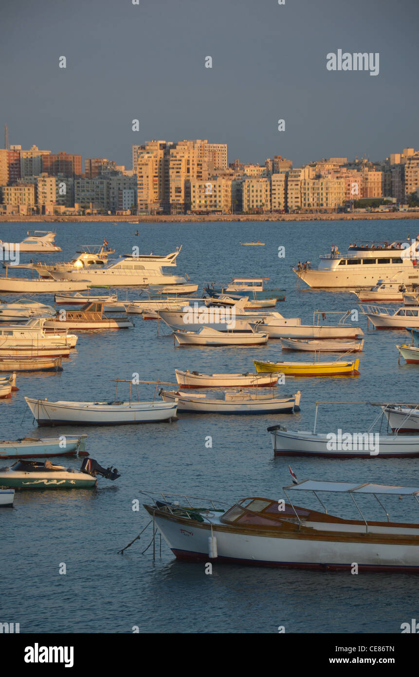 The Mediterranean seascape and skyline of Alexandria with the inner ...