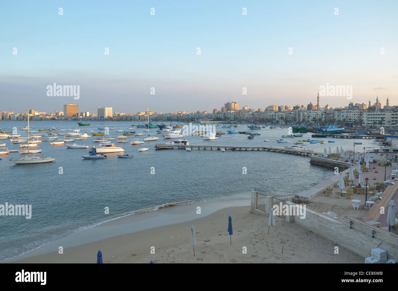 The Mediterranean seascape and skyline of Alexandria with the inner ...