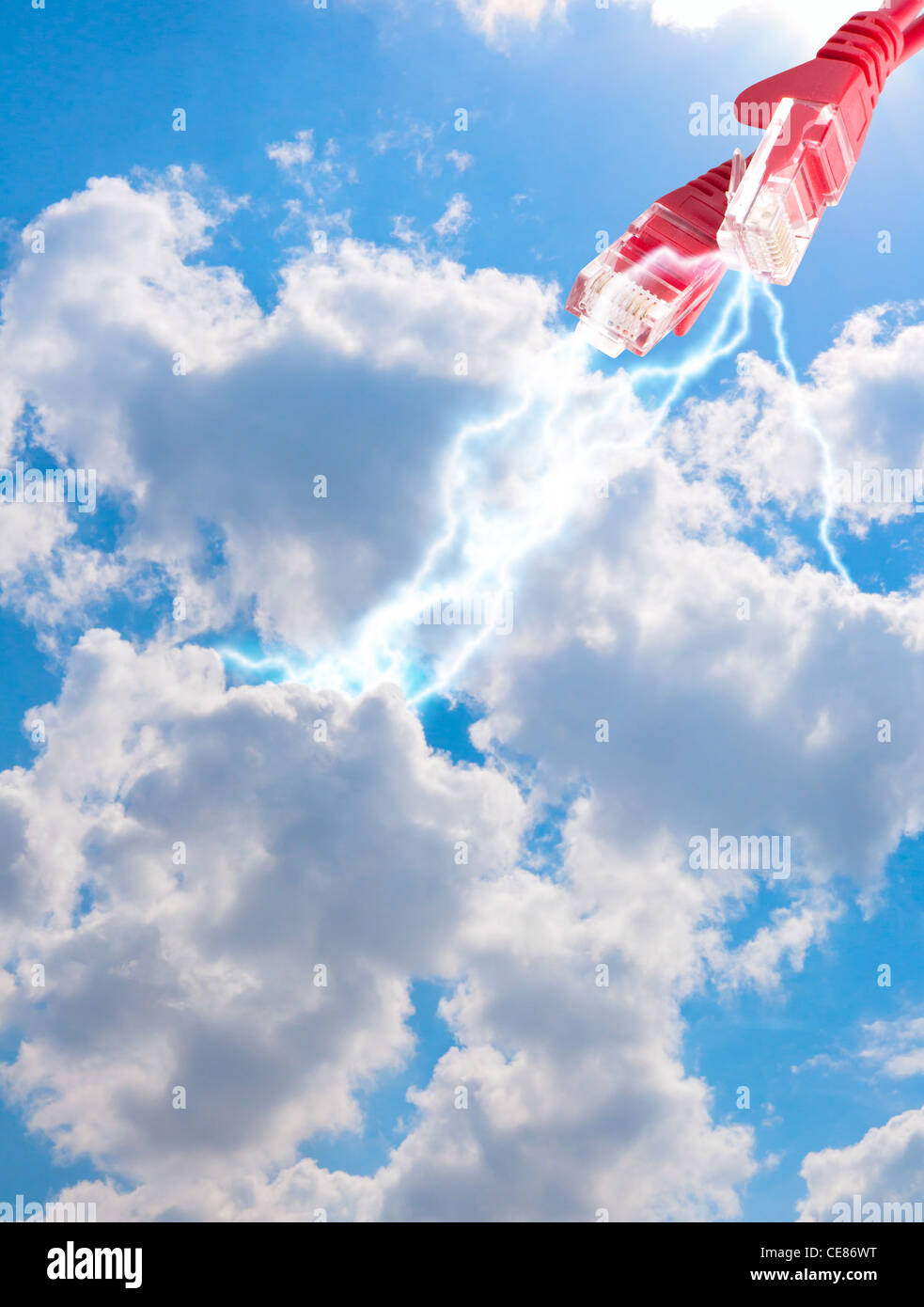 Cloud Computing Concept - Ethernet Cable on Blue Sky Stock Photo - Alamy
