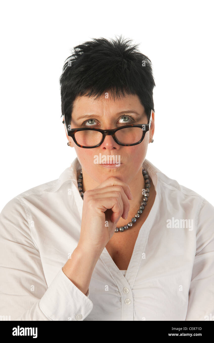 Young woman brooding as studio portrait Stock Photo - Alamy