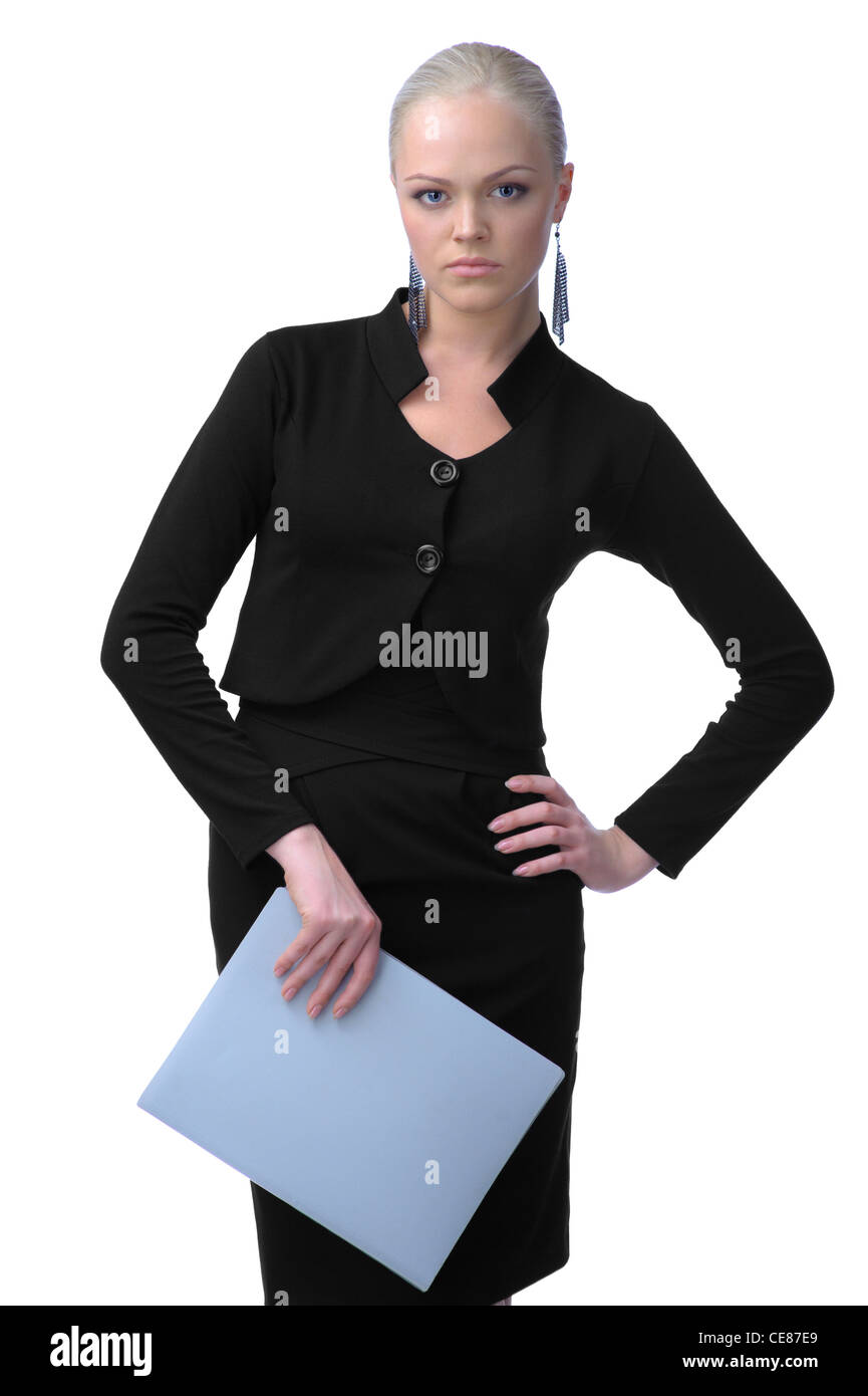 Cute secretary with paper folder Stock Photo - Alamy