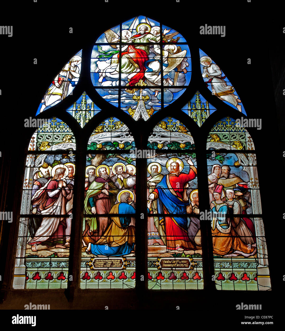 Paris - windowpane from Saint Severin gothic church - Jesus with the ...