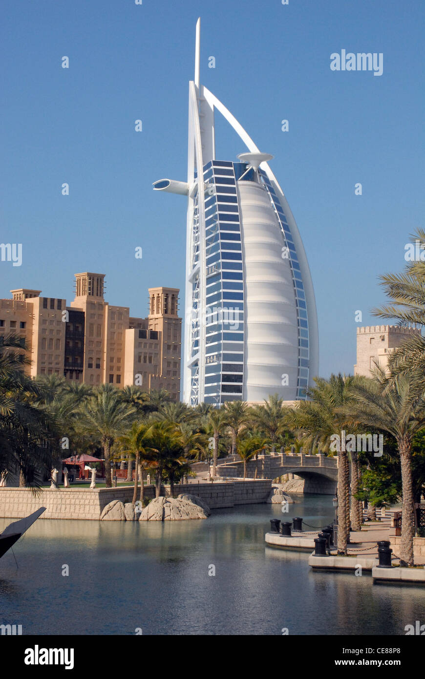 The Burg Al Arab Hotel in the Jumeirah quarter of Dubai, and the ...