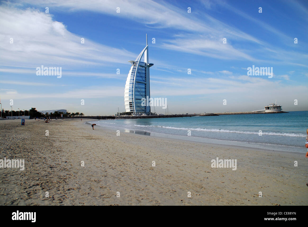 The Burg Al Arab Hotel in the Jumeirah quarter of Dubai, and the ...