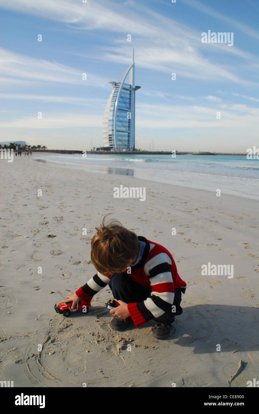 The Burg Al Arab Hotel in the Jumeirah quarter of Dubai, and the ...