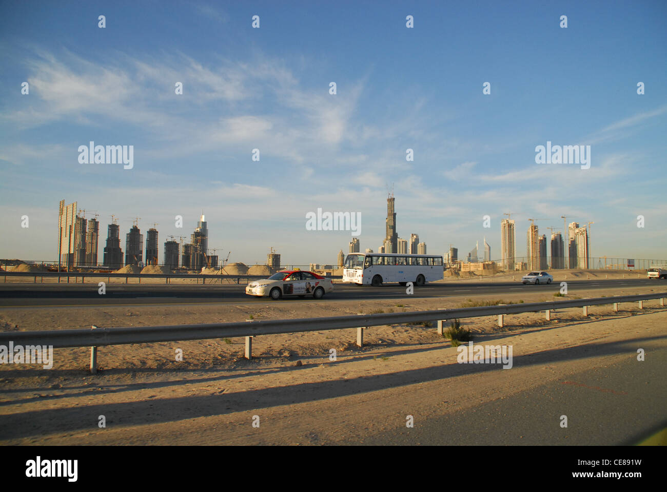 Scenes in Dubai with built up area around Sheikh Zayed road and Burg Al ...
