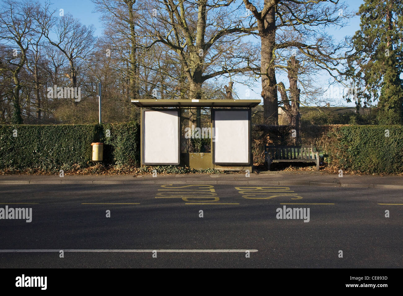 Rural bus stop with blank advertising space Stock Photo - Alamy