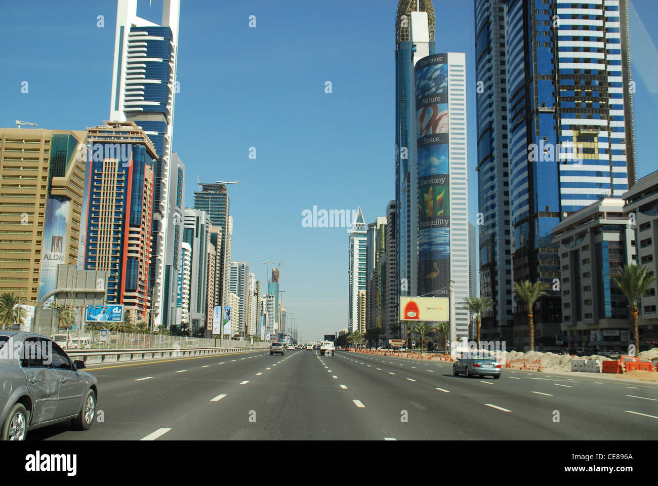 Scenes in Dubai with built up area around Sheikh Zayed road and Burg Al ...