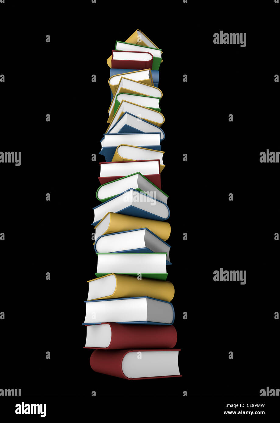 render of a large stack of books isolated on black Stock Photo - Alamy