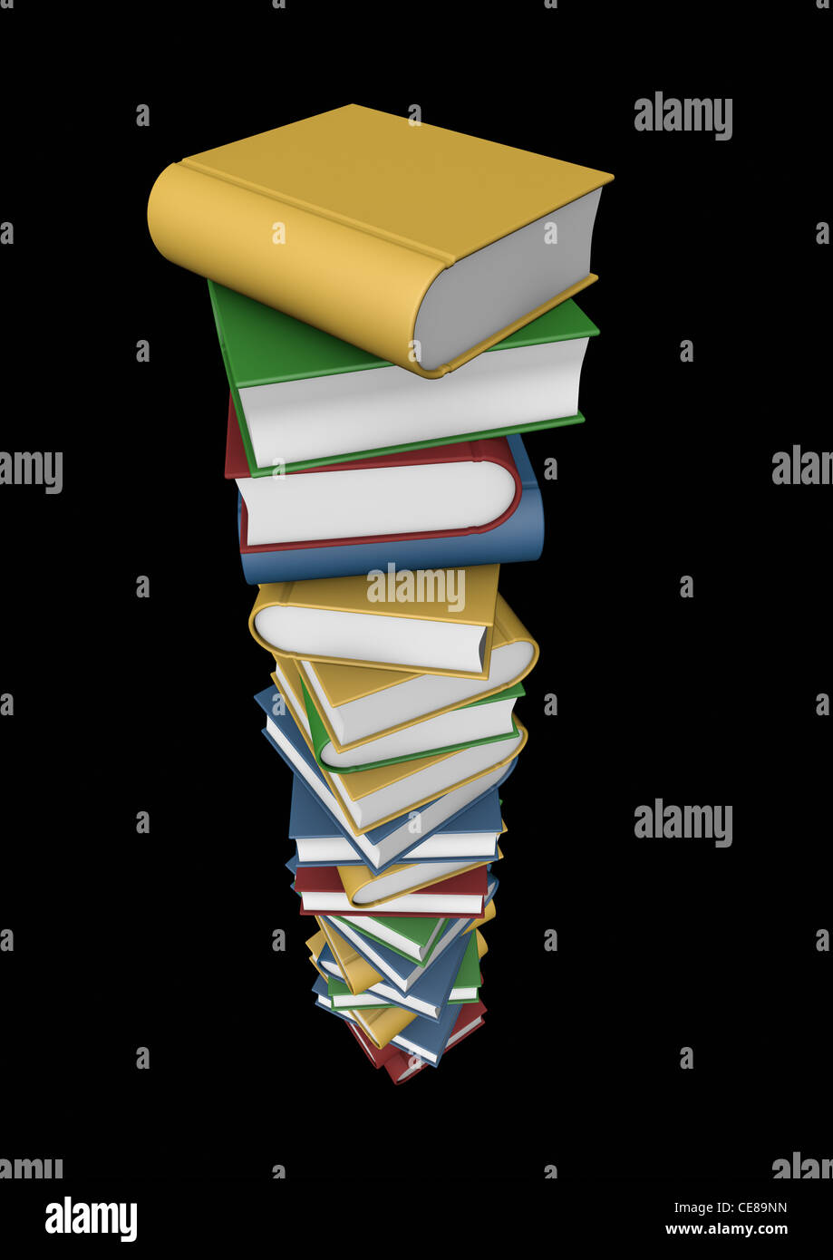 render of a large stack of books isolated on black Stock Photo - Alamy