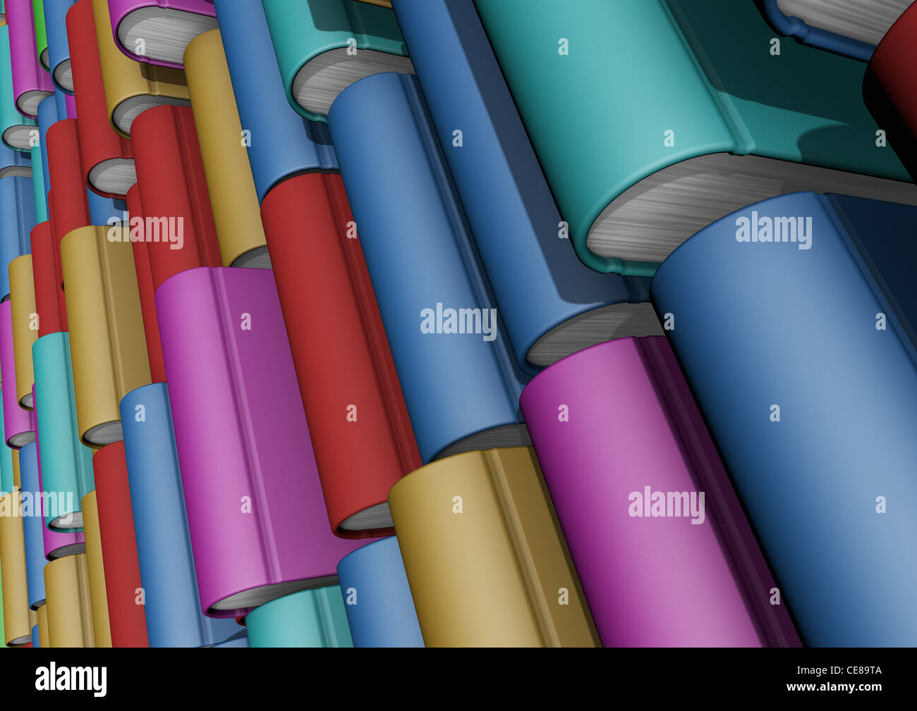 render of a lot of colorful books Stock Photo - Alamy