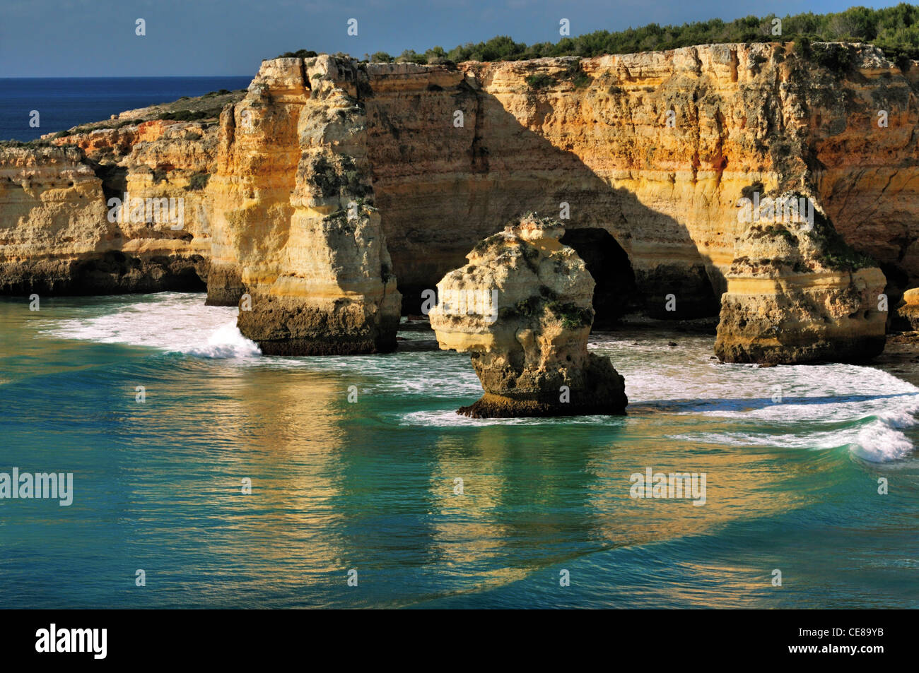 Portugal, Algarve: View to the rocky scenery of Praia da Marinha near ...