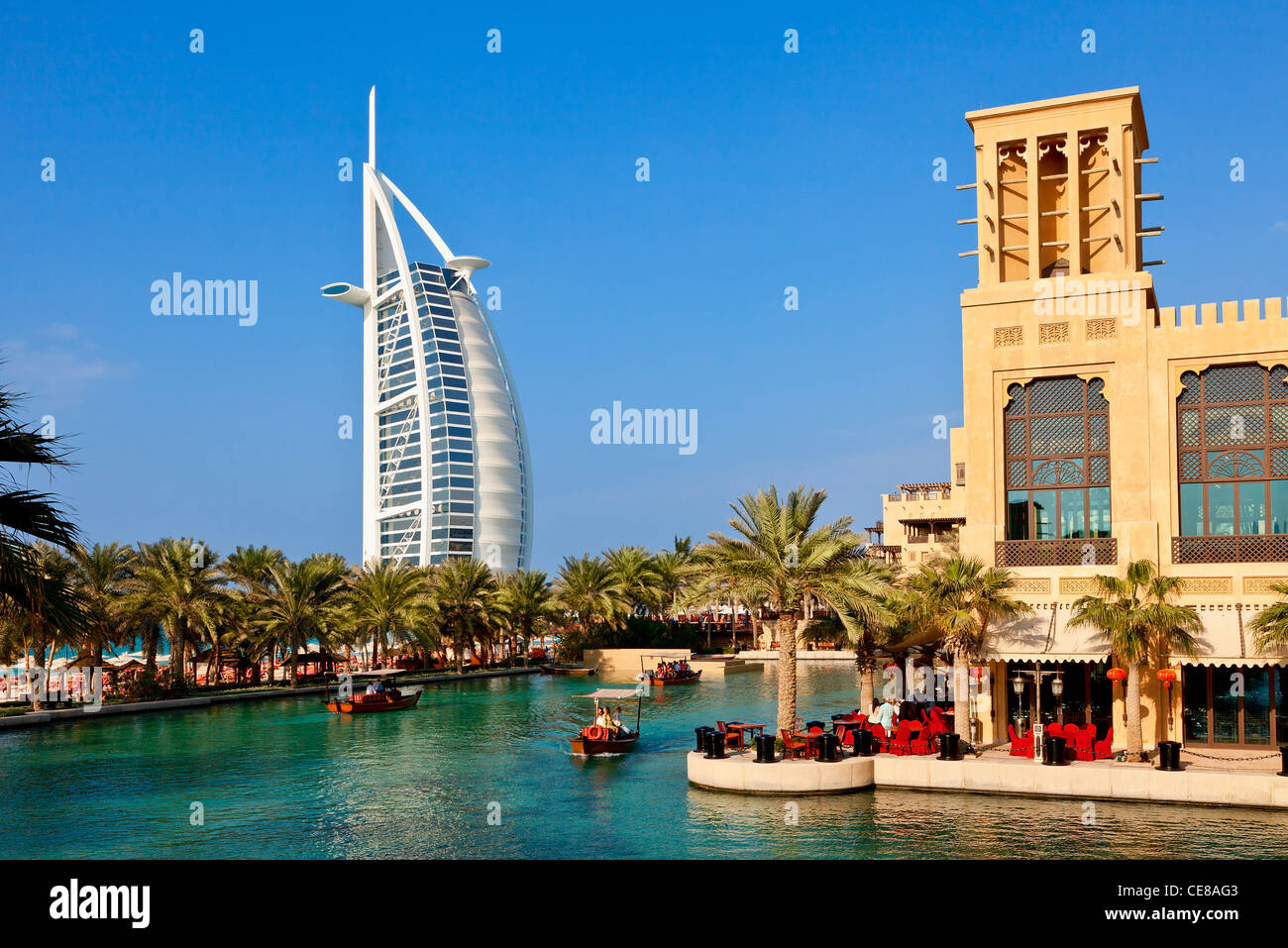 Dubai, Madinat Jumeirah and the Burj al Arab Hotel Stock Photo - Alamy
