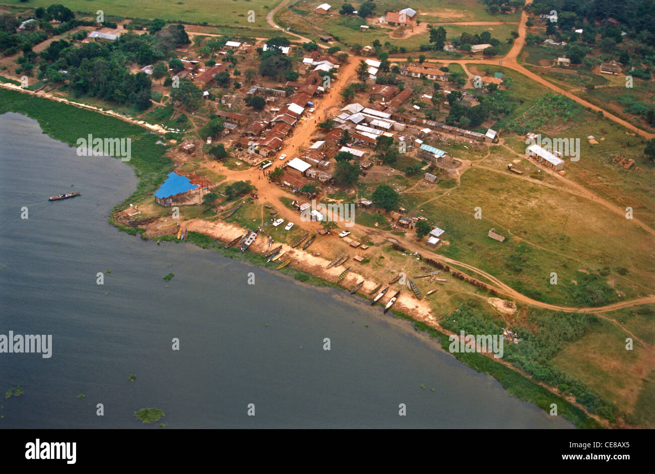 Aerial view of a village by Lake Victoria in Uganda Stock Photo - Alamy