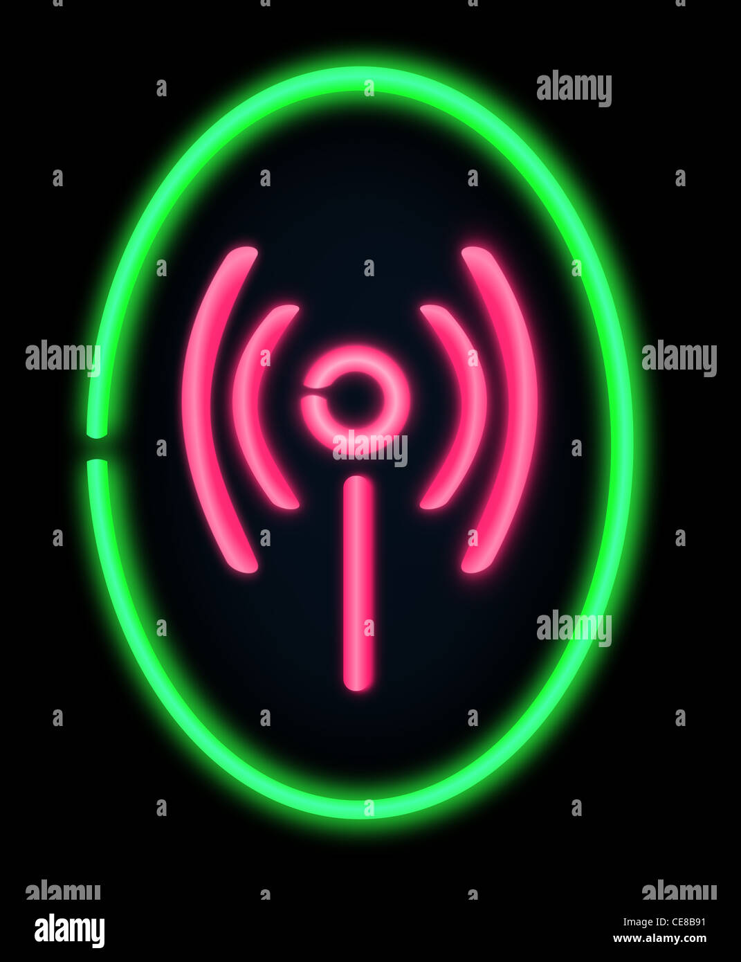 Illustration depicting a illuminated neon sign in the shape of a ...