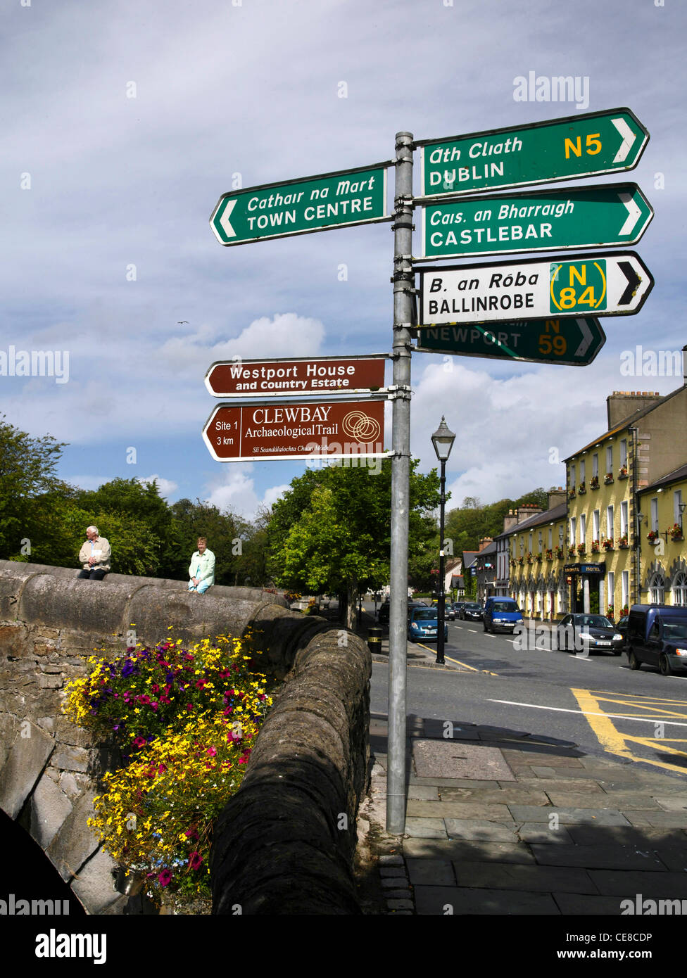 Sign Post in Westport, Ireland Stock Photo - Alamy