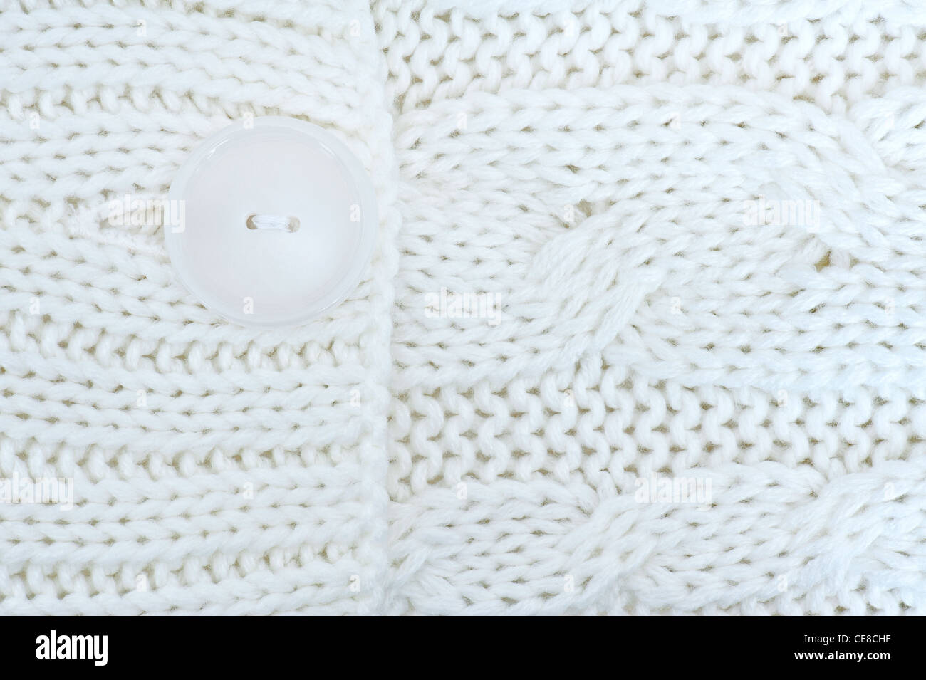 White knitted wool pattern closeup with button Stock Photo - Alamy