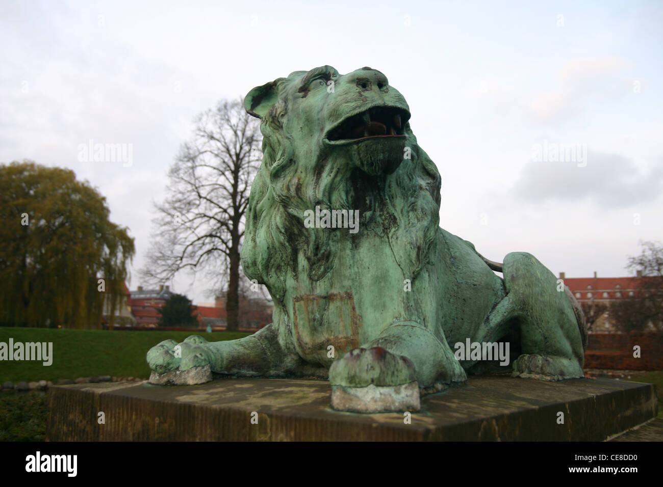 One of the bronze lions at Rosenborg Castle in Copenhagen, Denmark ...
