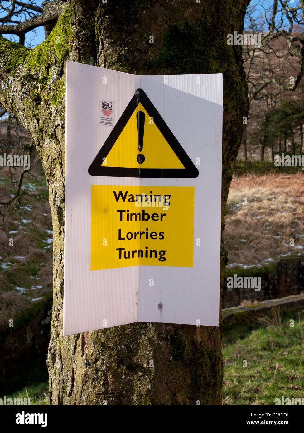 Warning Timber Lorries Turning sign, England, UK Stock Photo - Alamy