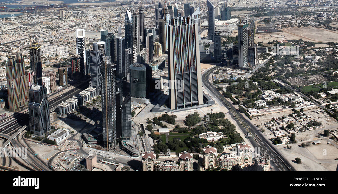 Emirates towers dubai aerial view hi-res stock photography and images ...