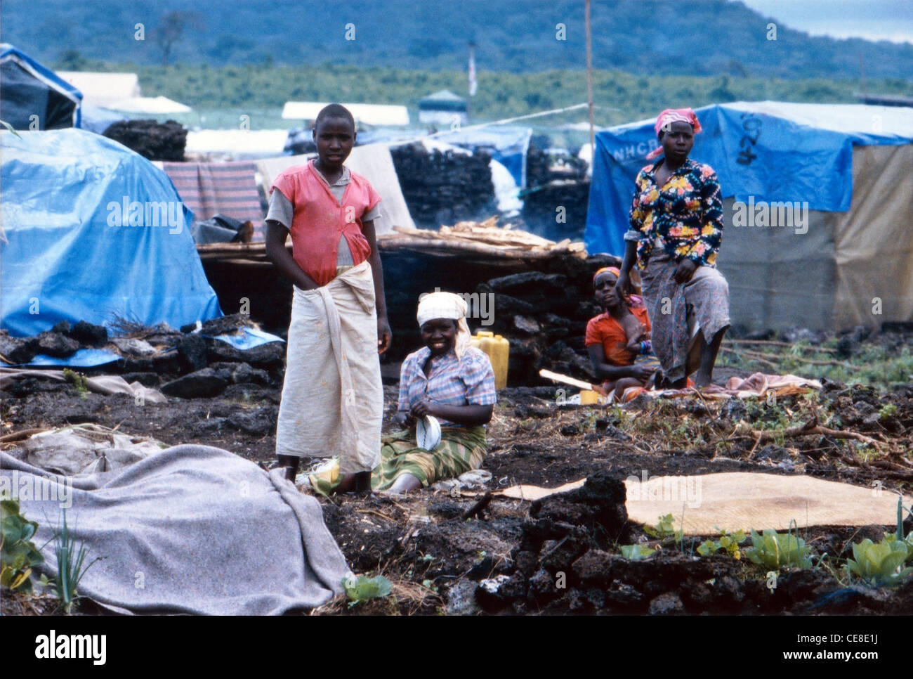 Refugee camp in Goma, Democratic Republic of the Congo in 1995. Area ...