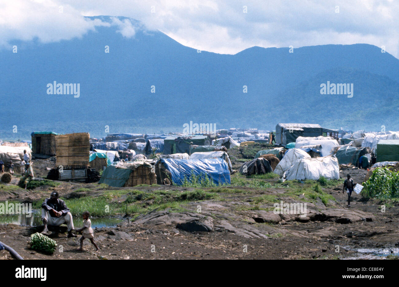 Refugee camp in Goma, Democratic Republic of the Congo in 1995. Area ...