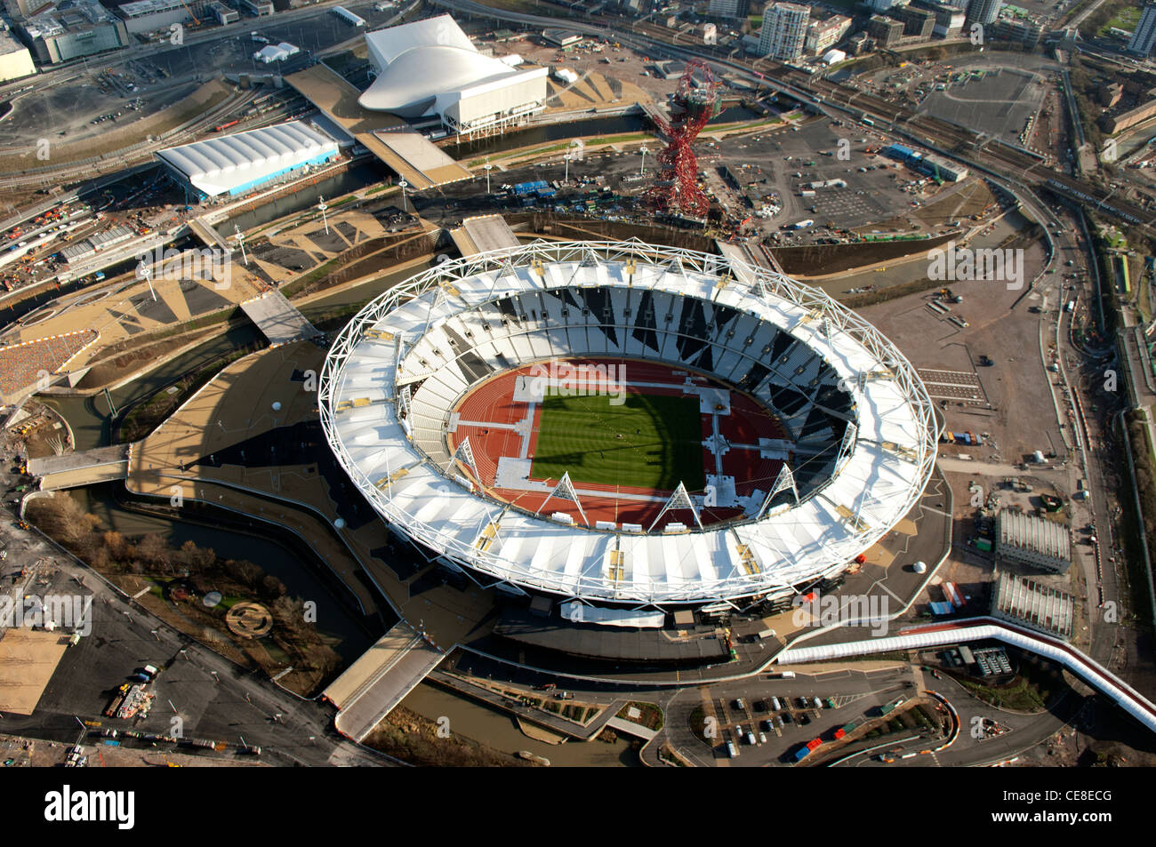 The Olympic Stadium and Park for the 2012 Olympics from the air in ...