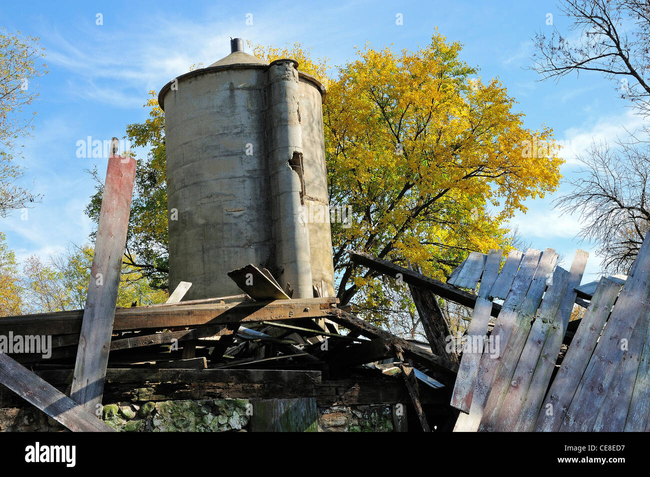 An old aged barn the was destroyed by a storm with high winds Stock ...