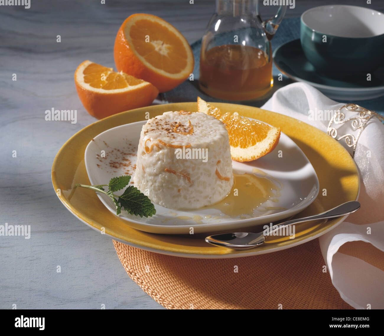Orange - rice flan Stock Photo - Alamy
