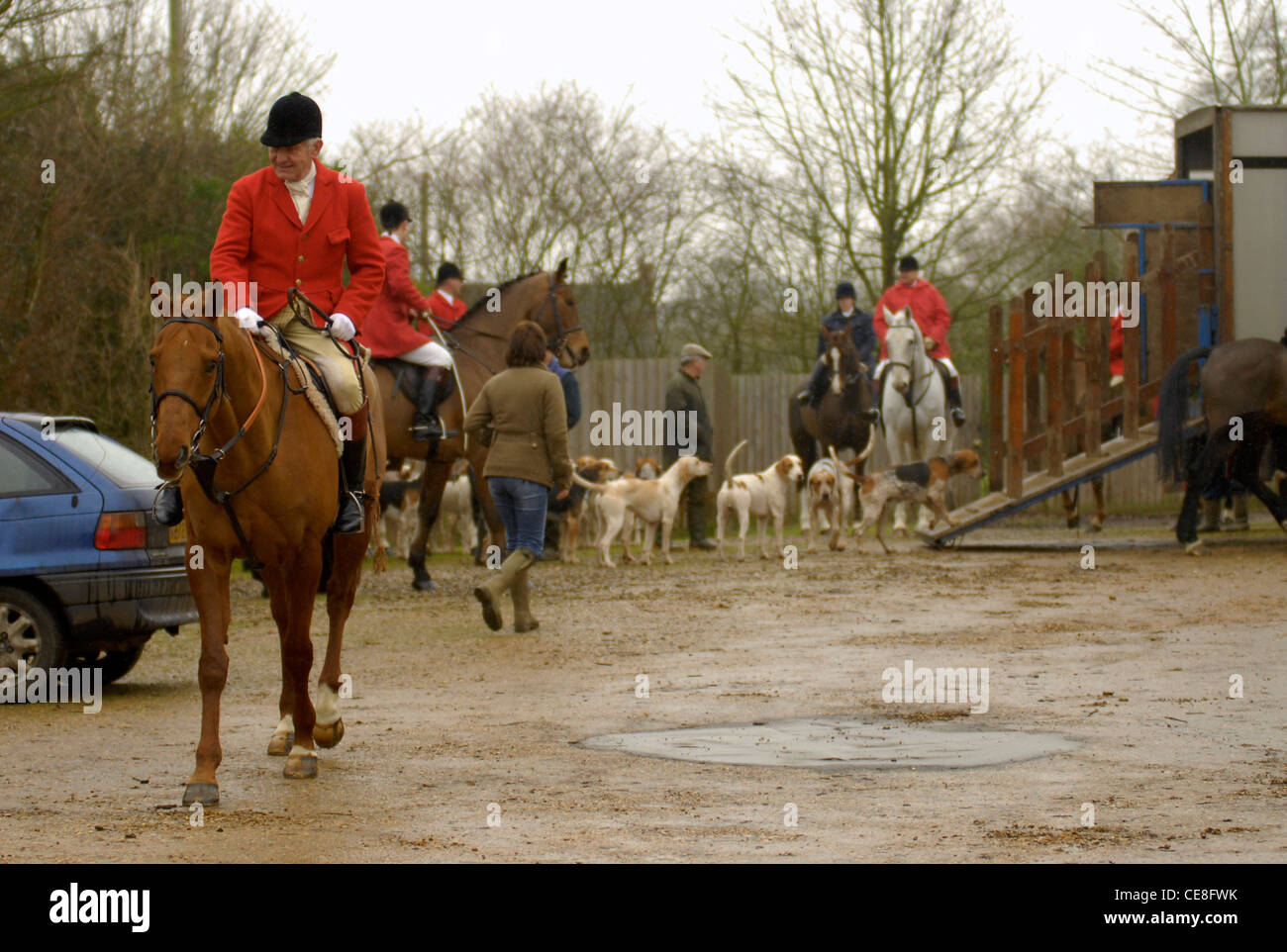Thornham Magna, Suffolk. Members of the Suffolk Hunt on a Drag Hunt ...