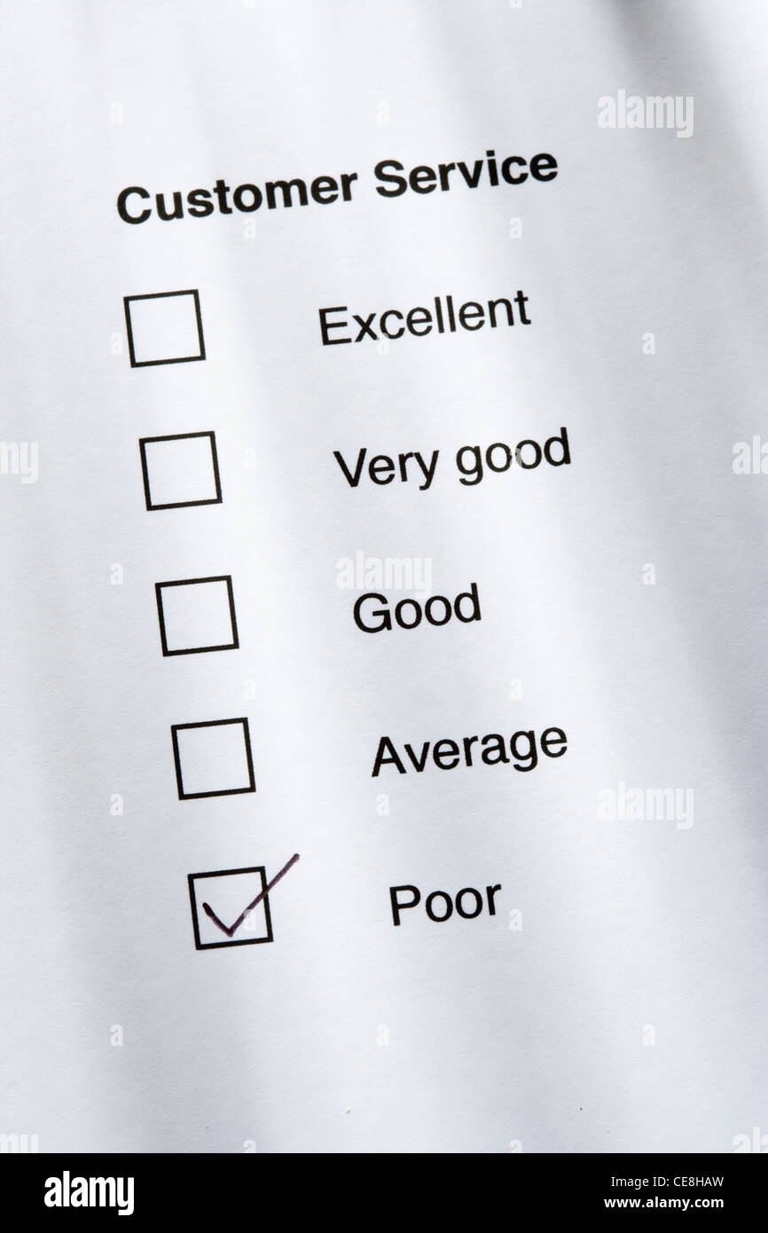 Customer service survey - poor Stock Photo - Alamy