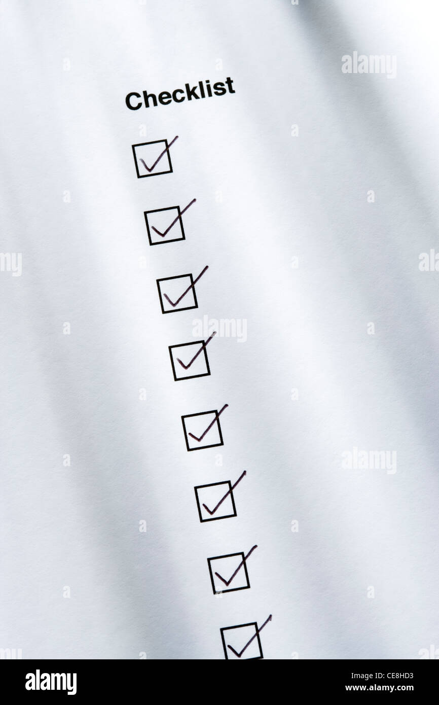 Checklist checklists hi-res stock photography and images - Alamy