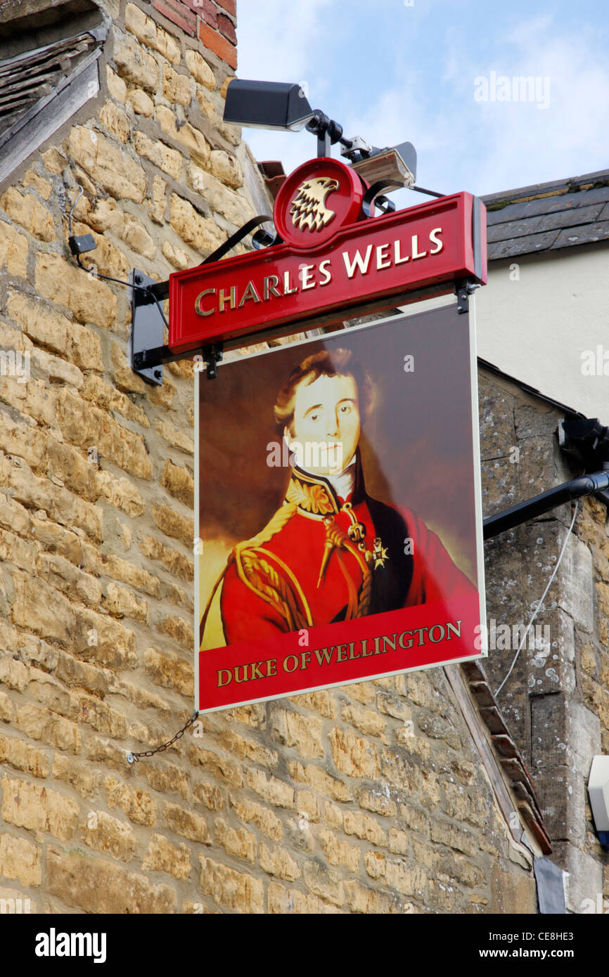 Pub sign, The Duke of Wellington Inn, Bourton on the Water in the ...