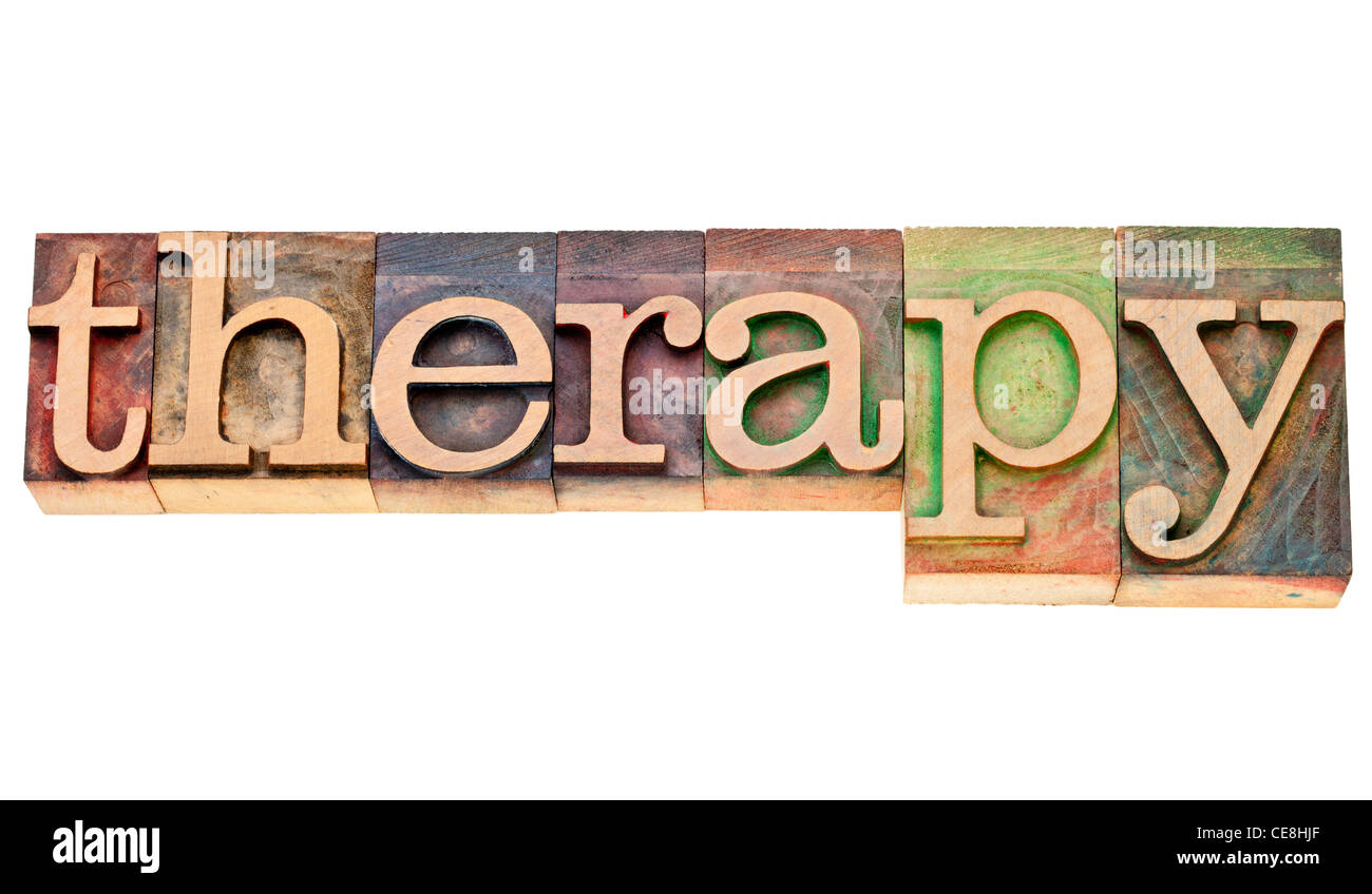 therapy - isolated word in vintage wood letterpress printing blocks ...