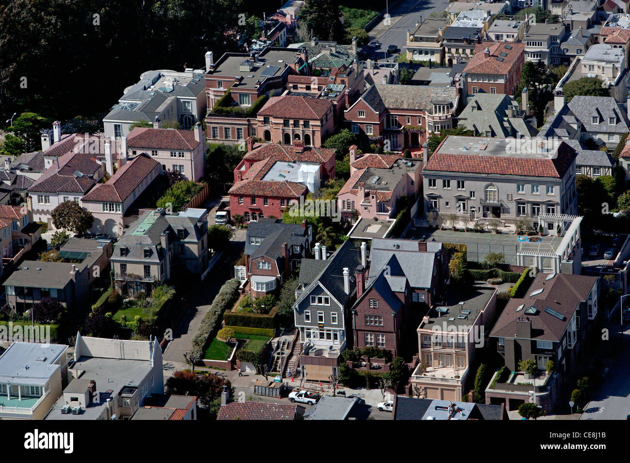 aerial photograph Pacific Heights residential neighborhood San ...