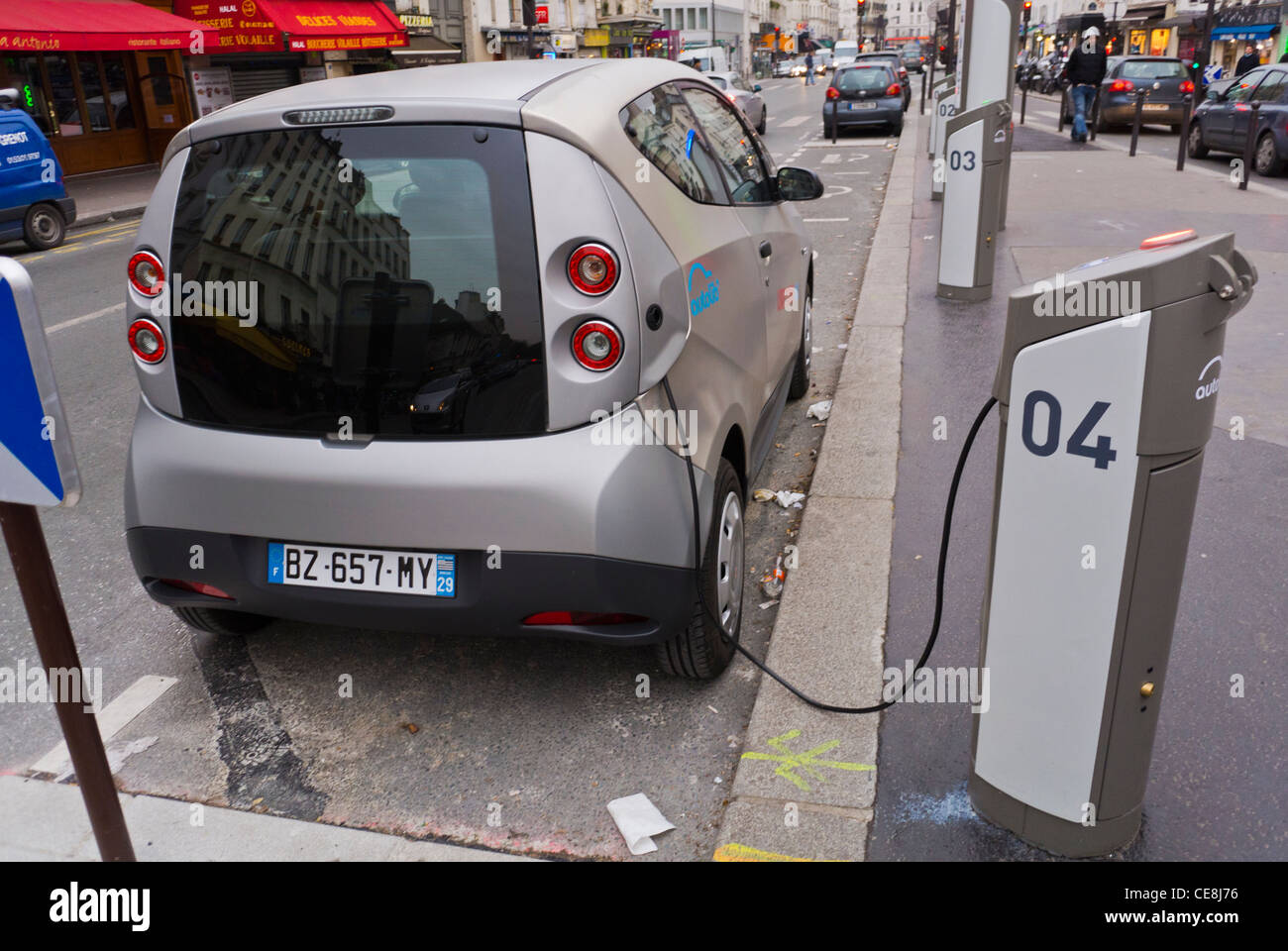 Paris, France, Autolib, Rear, City Electric Cars Sharing Scheme, parked ...