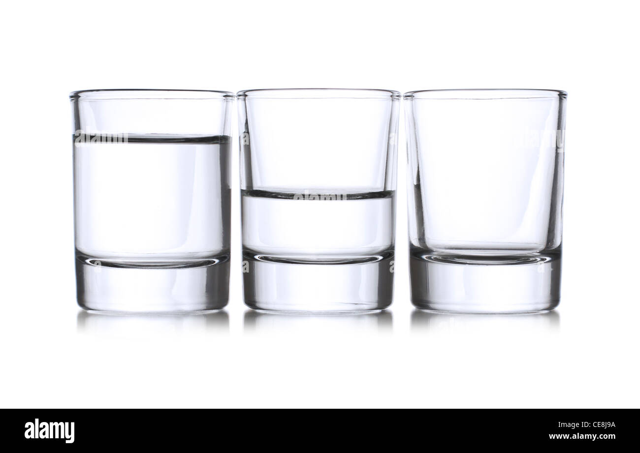 Three shots full half and empty Stock Photo - Alamy