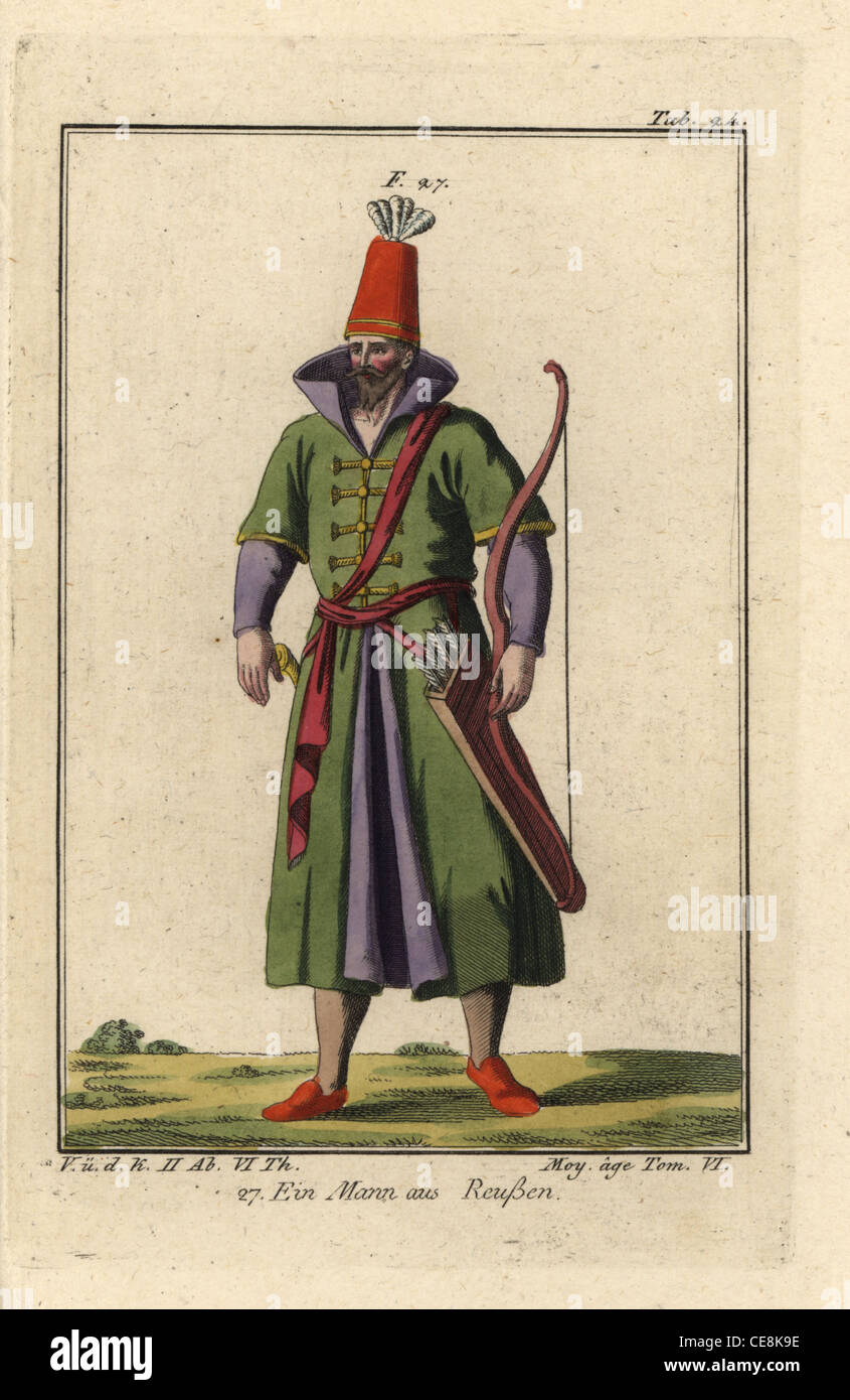 Russian man with bow and quiver of arrows Stock Photo - Alamy