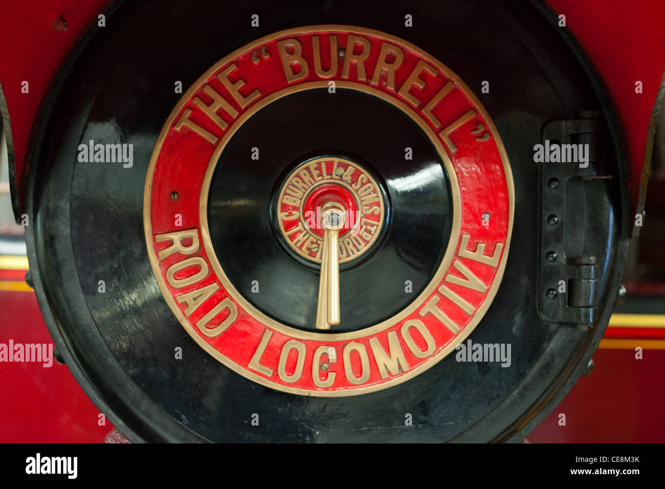 Front view of a steam engine. Text reads The Burrell Road Locomotic ...