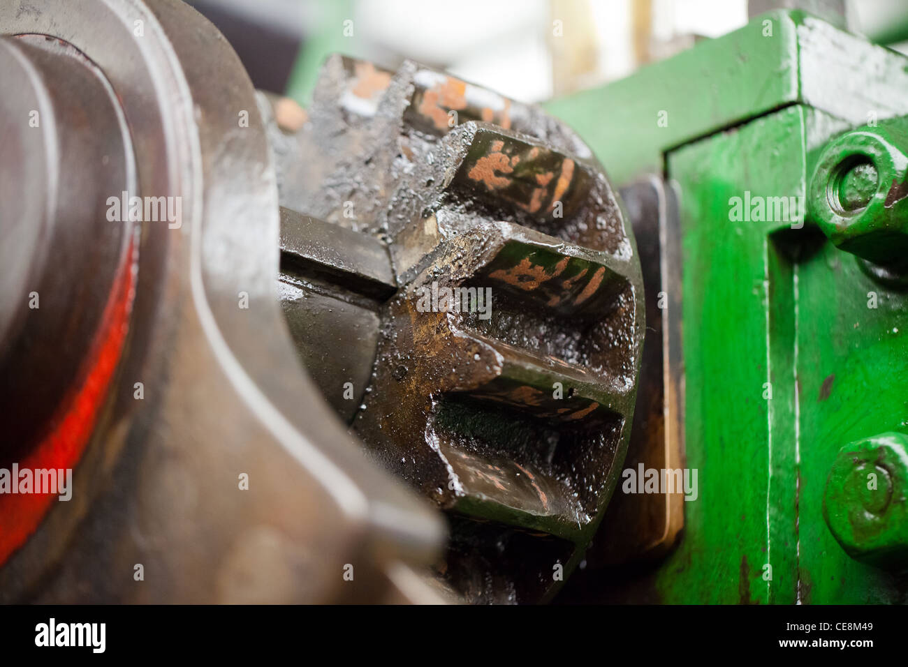 detail of a cog gearing on an old steam engine Stock Photo - Alamy