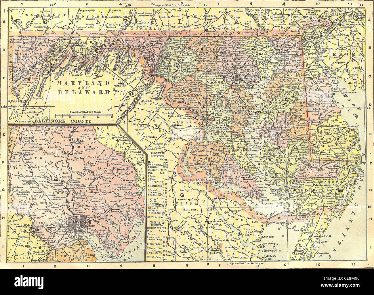 Delaware county map hi-res stock photography and images - Alamy