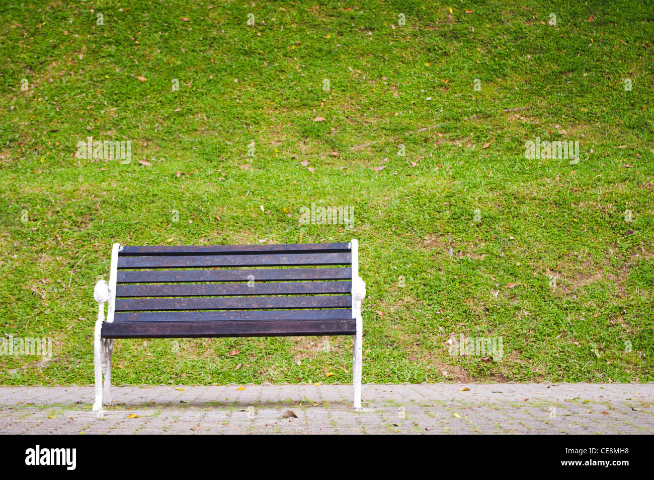 a single bench in a park, waiting for someone Stock Photo - Alamy