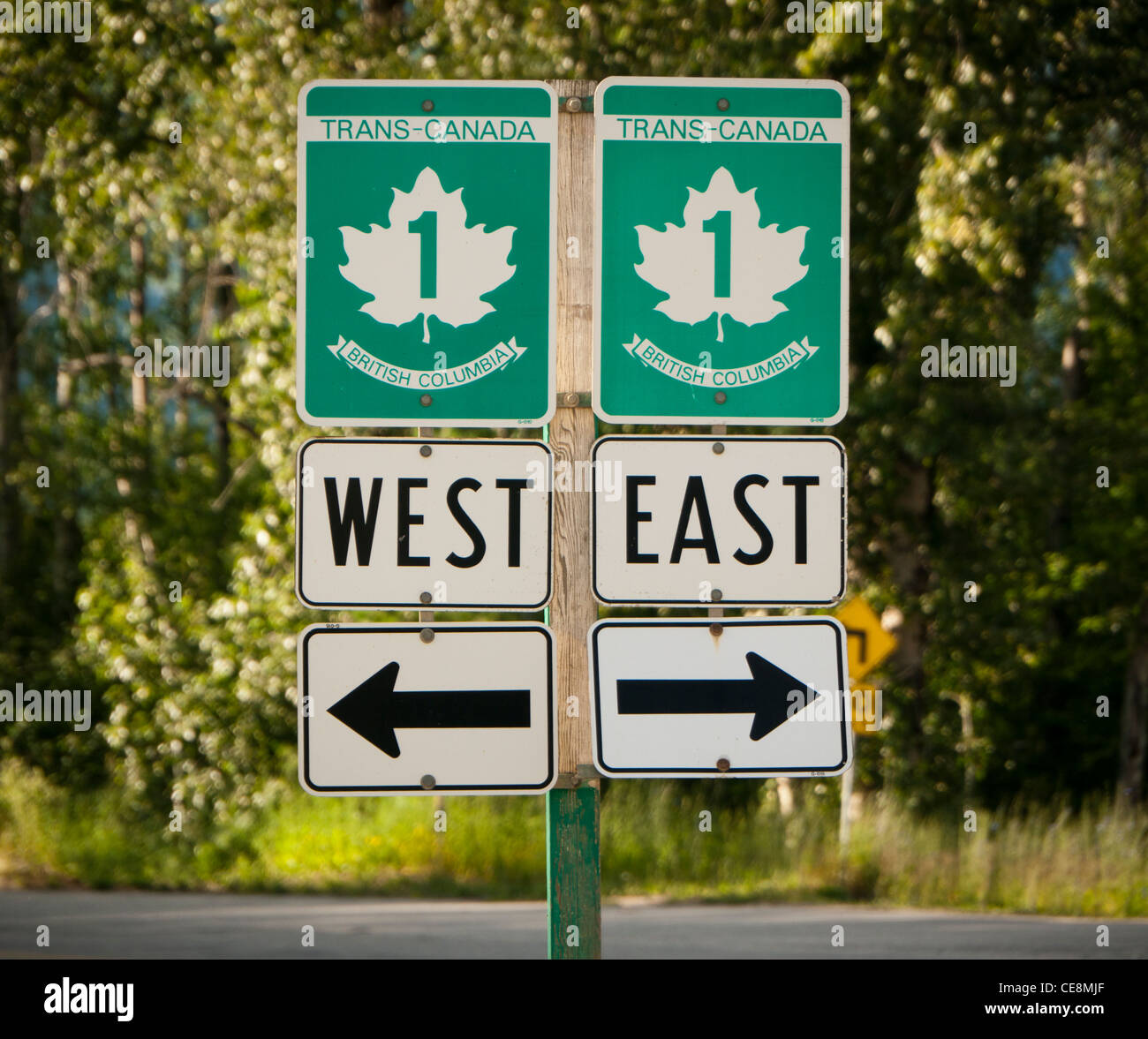 Trans Canada Highway 1 sign in British Columbia Canada Stock Photo - Alamy