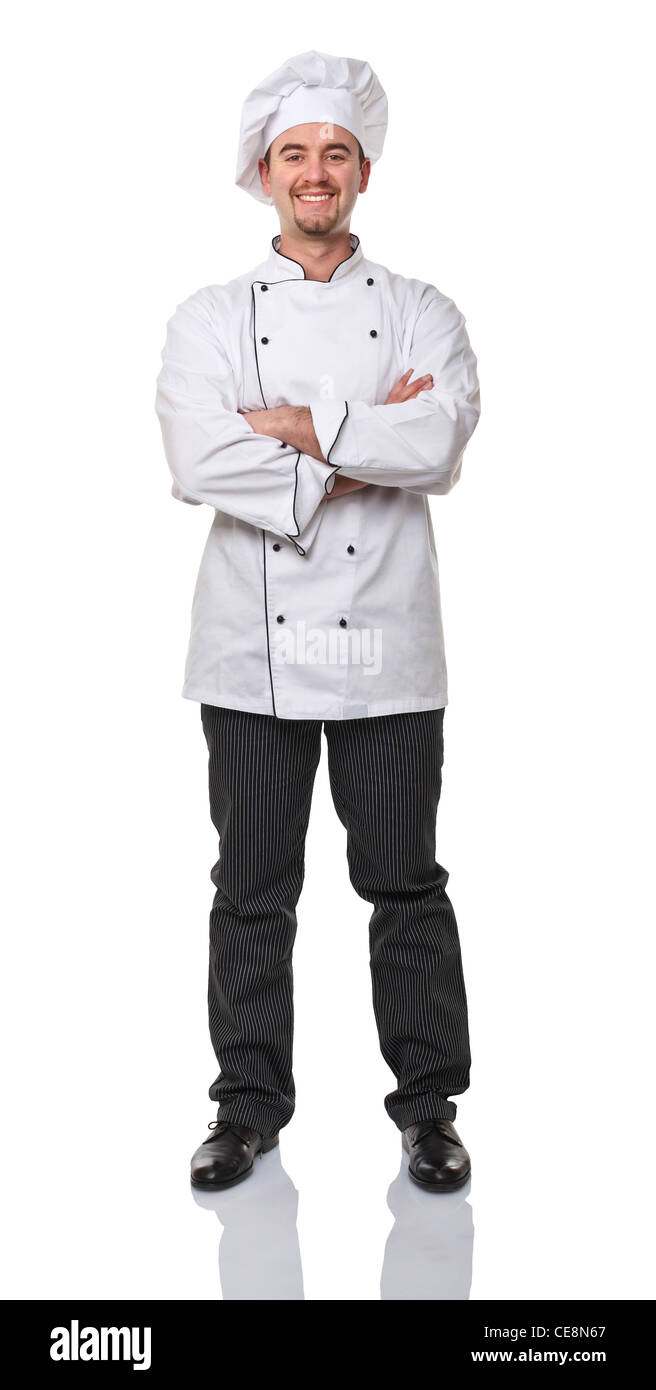 portrait of caucasian chef on white Stock Photo - Alamy