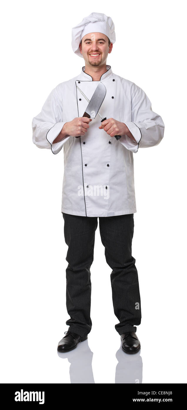 portrait of caucasian chef on white Stock Photo - Alamy