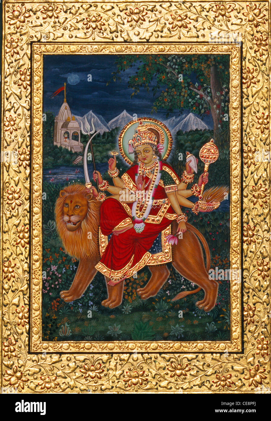 Goddess durga sitting on lion hi-res stock photography and images - Alamy