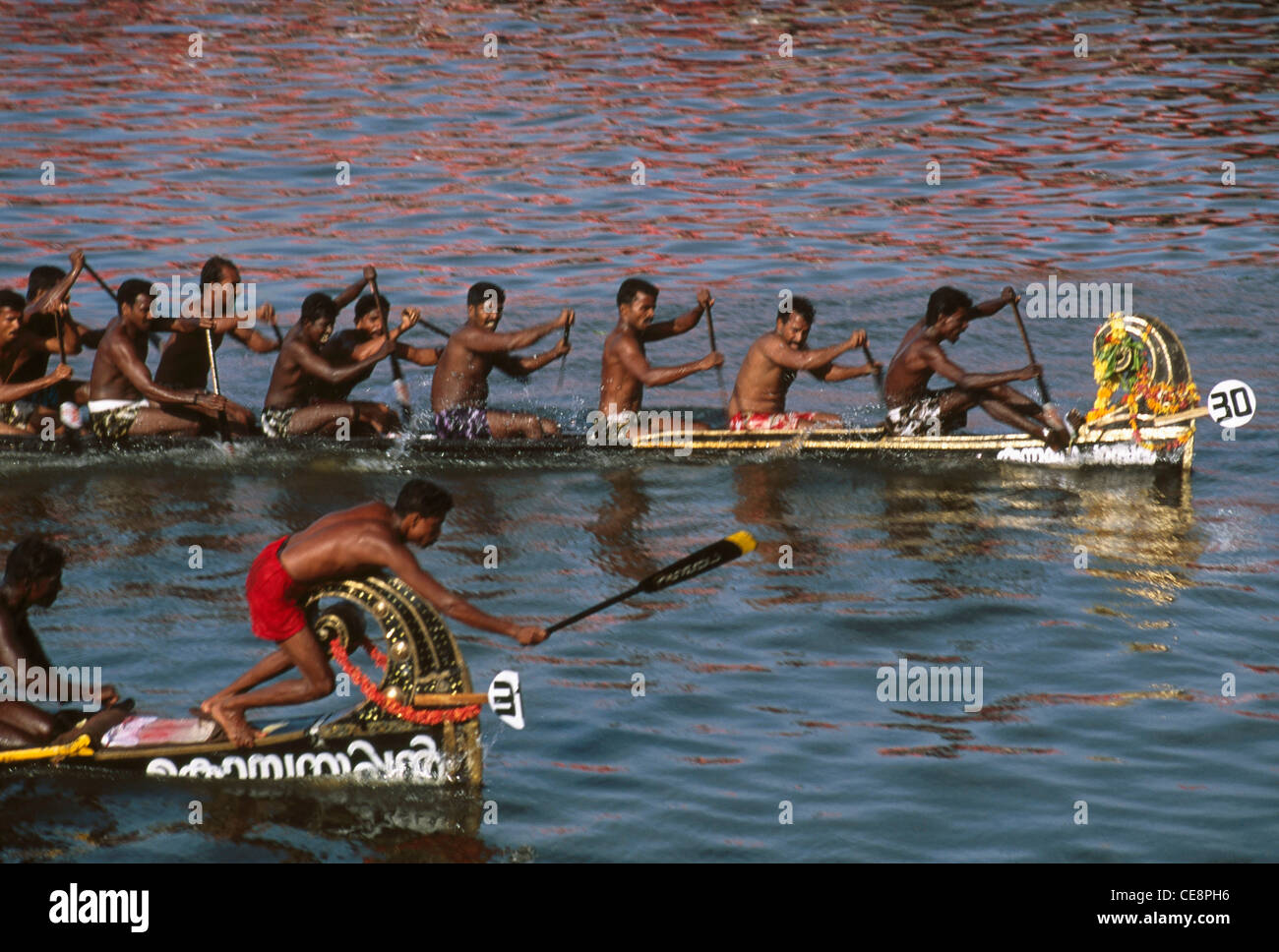 tight finish in indian Boat Race alappuzha Alleppey Kerala india Stock ...
