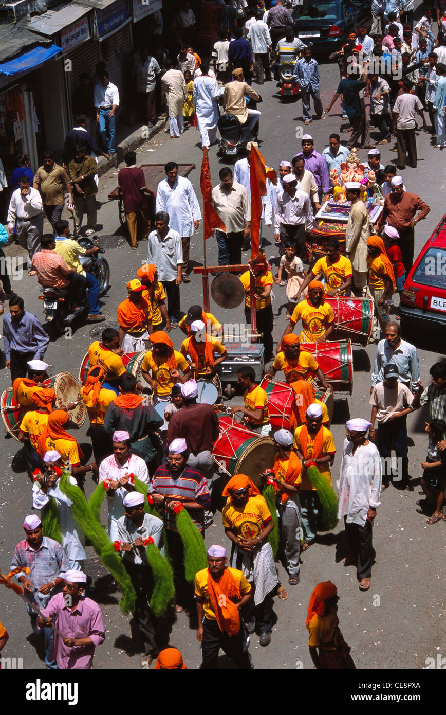 men playing musical instruments in God Ganesh ganpati Indian Festival ...