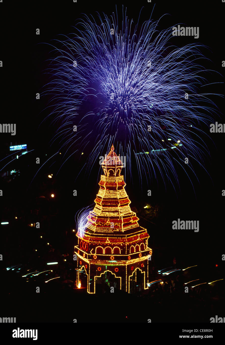 Fireworks on Trichurpooram pooram Festival Trichur Kerala India Stock ...